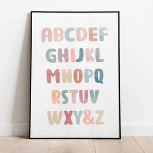 Alphabet Poster, Neutral ABC Print, Printable Educational Wall Art ...