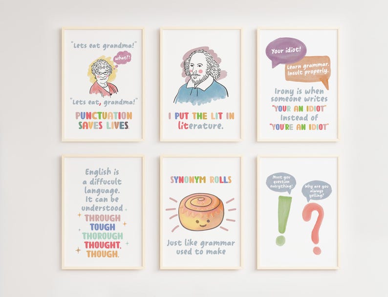 Funny Grammar Punctuation Posters: English Classroom Decor (digital ...