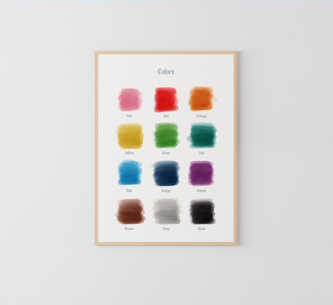 Vibrant Colors Educational Poster Montessori Color Chart, Interactive ...