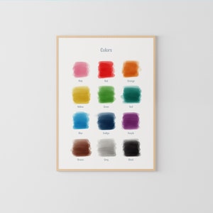 Vibrant Colors Educational Poster Montessori Color Chart, Interactive ...