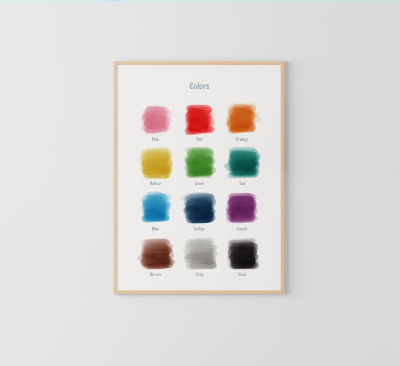 Vibrant Colors Educational Poster Montessori Color Chart, Interactive ...