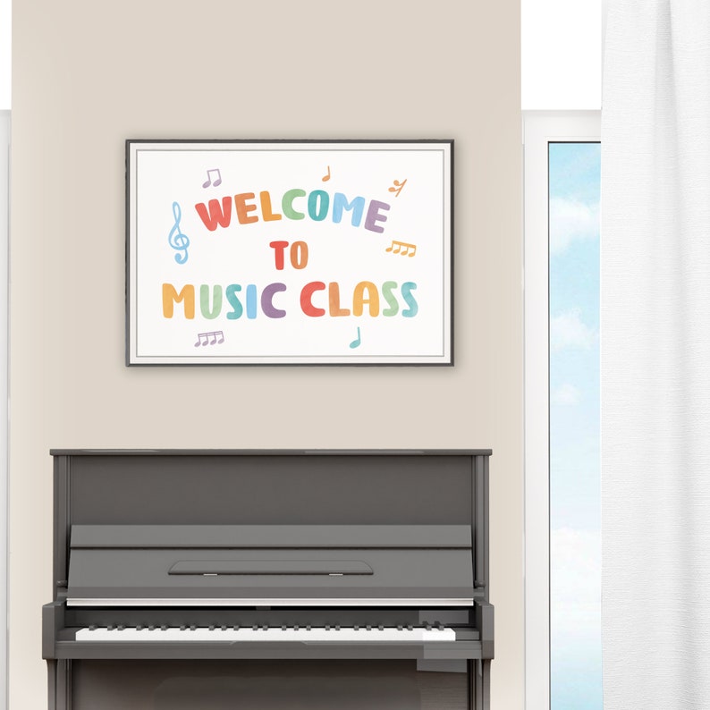 Welcome to Music Class Poster: Colorful Classroom Sign (digital ...