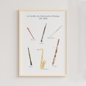 Music Instruments French Poster Set: Watercolor Educational Decor ...