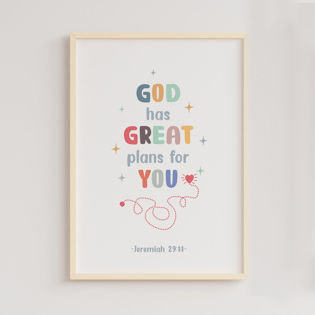 Kids Bible Verse Wall Art - Christian Classroom Decor, Sunday School ...