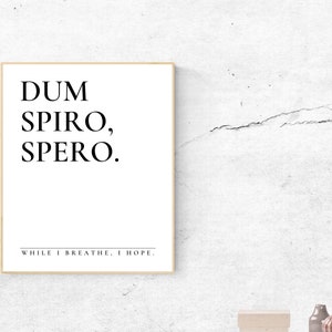 Dum Spiro Spero, While I Breathe I Hope, Hope Quote, Typography Print ...