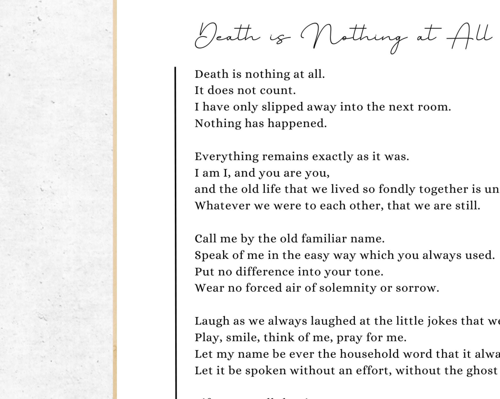 Death is Nothing at All - Henry Scott Holland - Death of Loved One ...