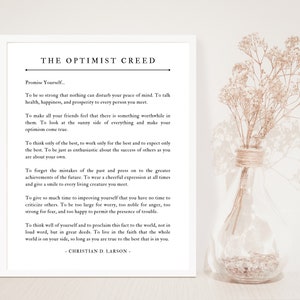 The Optimist Creed - Christian D. Larson - Unframed Typography Print ...