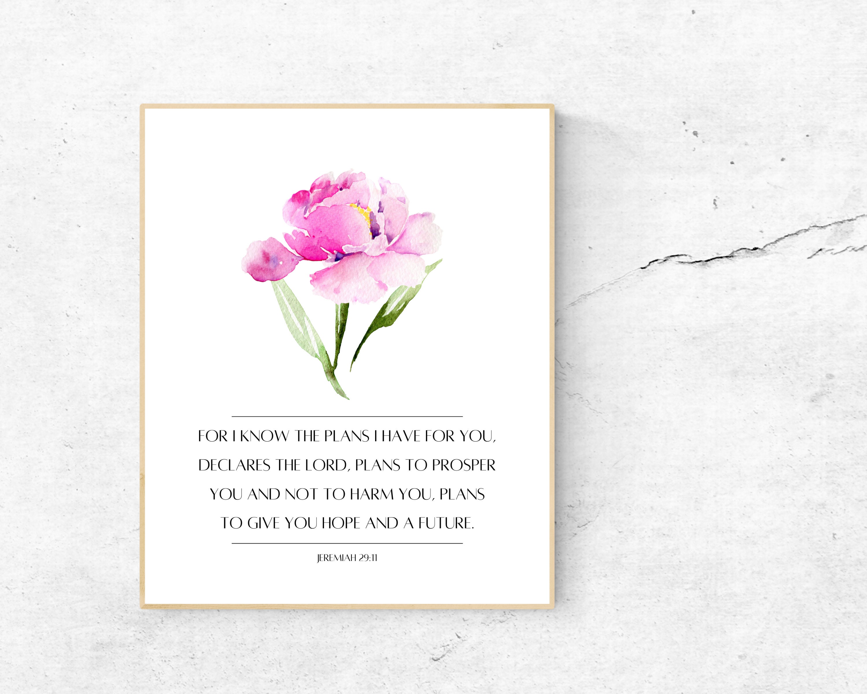 Jeremiah 29:11, for I Know the Plans I Have for You, Floral Wall Art ...