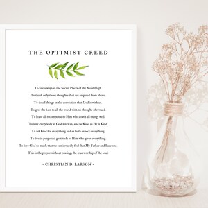Christian D. Larson - the Optimist Creed - to Live Always in the Secret ...