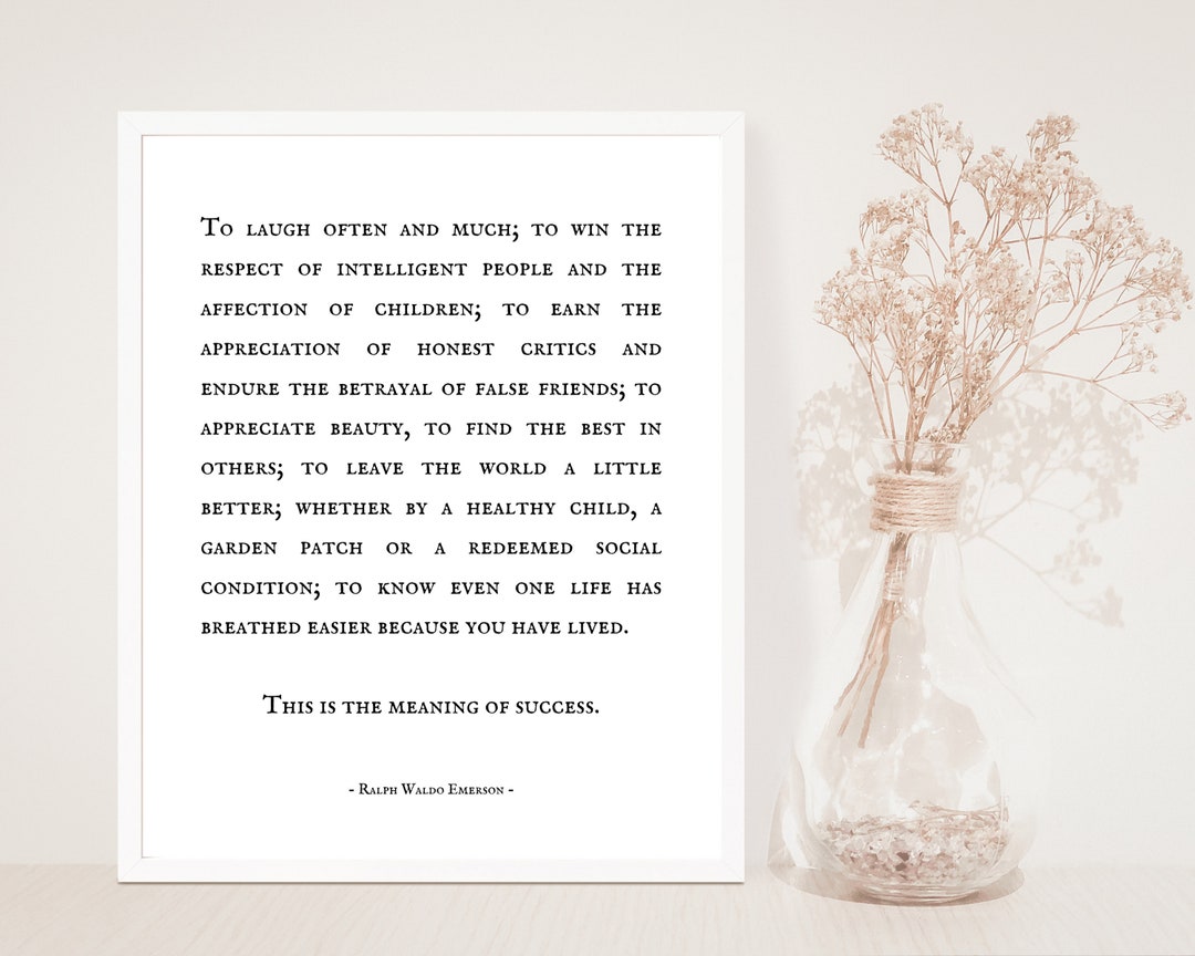 Ralph Waldo Emerson, to Laugh Often and Much, Typography Quote Print ...