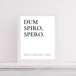 Dum Spiro Spero, While I Breathe I Hope, Hope Quote, Typography Print ...