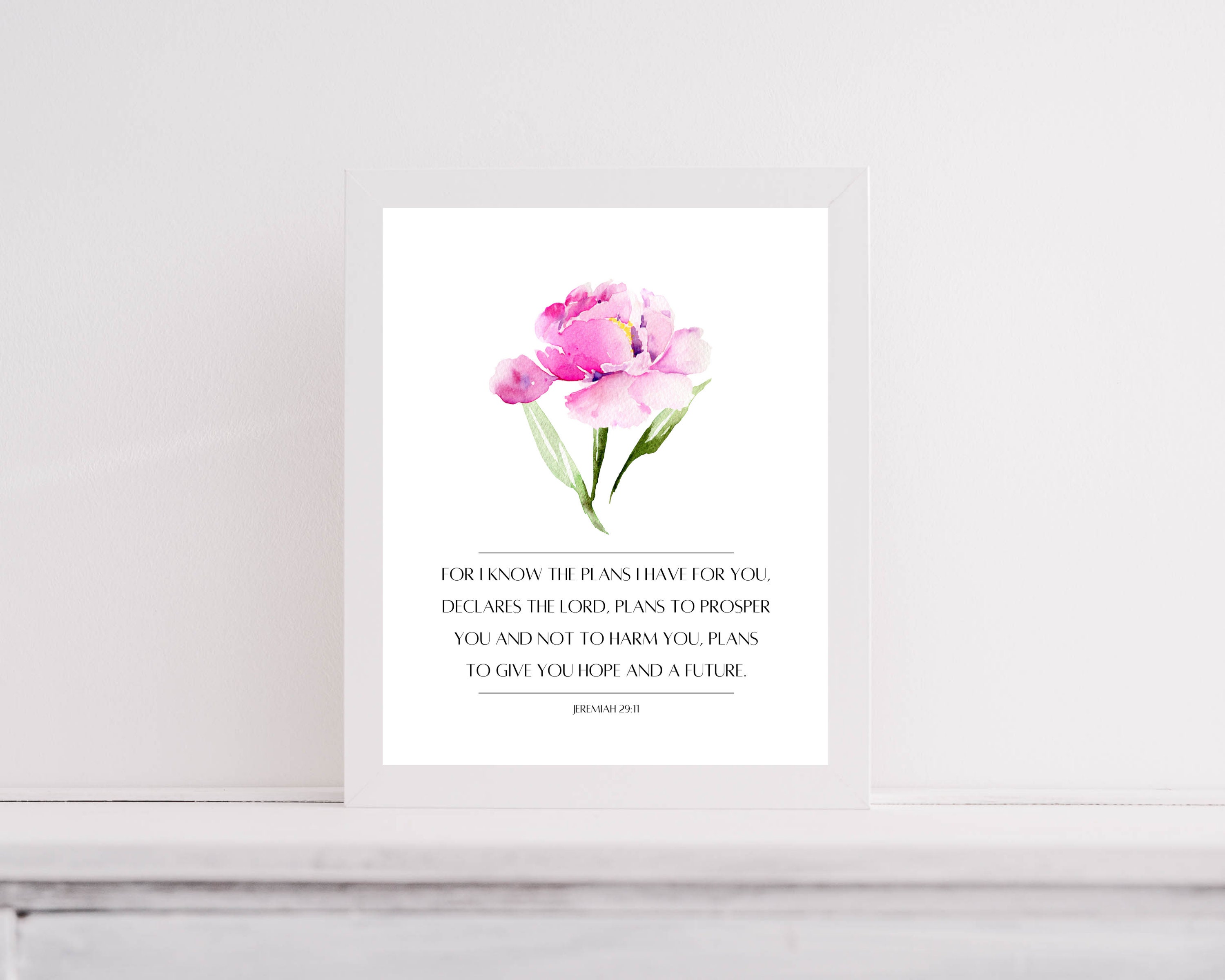 Jeremiah 29:11, for I Know the Plans I Have for You, Floral Wall Art ...