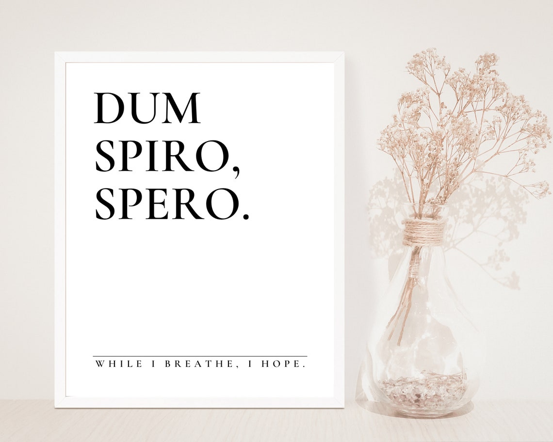 Dum Spiro Spero, While I Breathe I Hope, Hope Quote, Typography Print ...