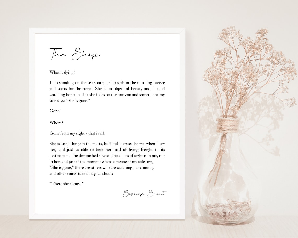 The Ship Poem, Bishop Brent, What is Dying? Bereavement, Sympathy ...