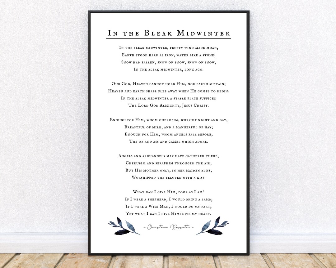 In the Bleak Midwinter - Full Poem - Christina Rossetti - 1872 ...