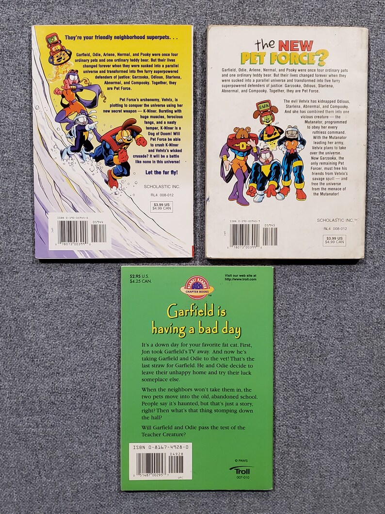 Three Garfield Chapter Books Lot, Teacher Creature, Pet Force 3, Pet ...