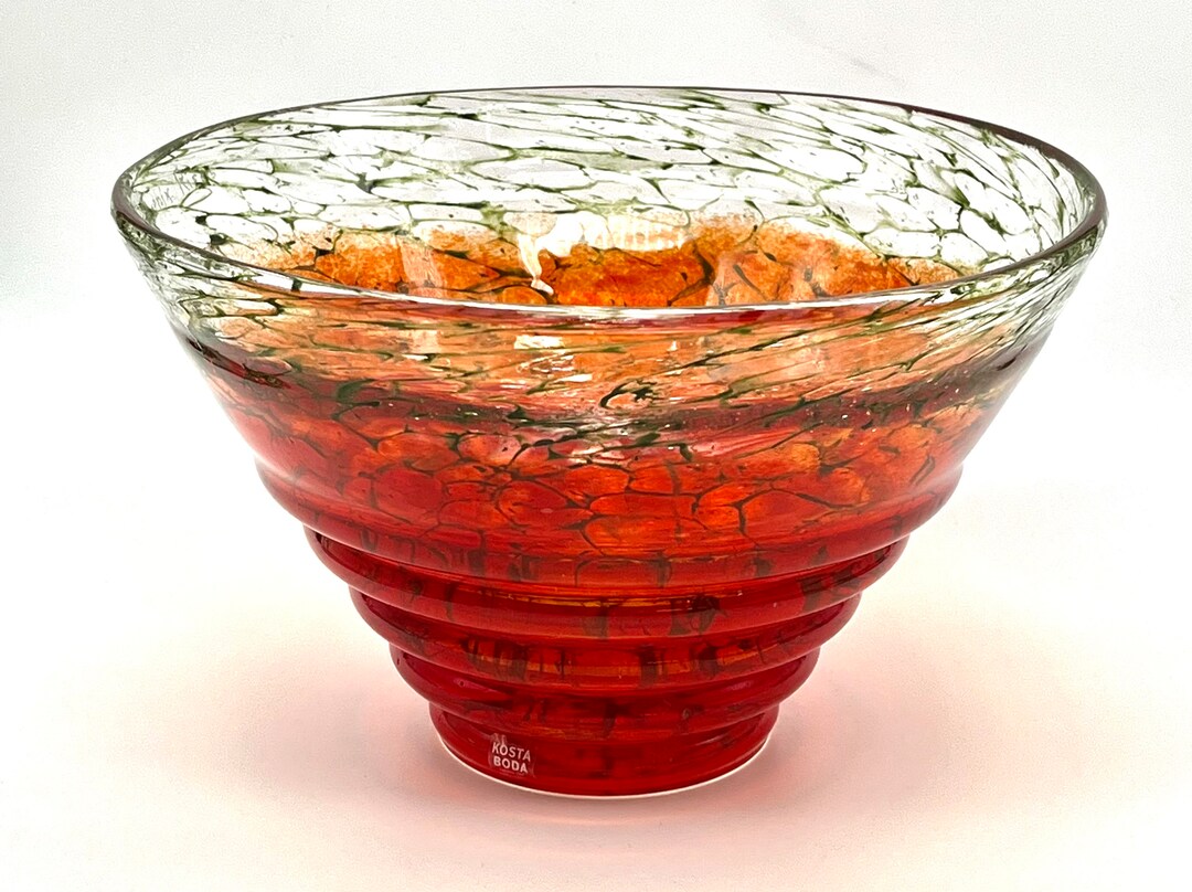 Kosta Boda Corfu Bowl Inscribed to Vihah & Aida Phoenix Rises Sgned ...