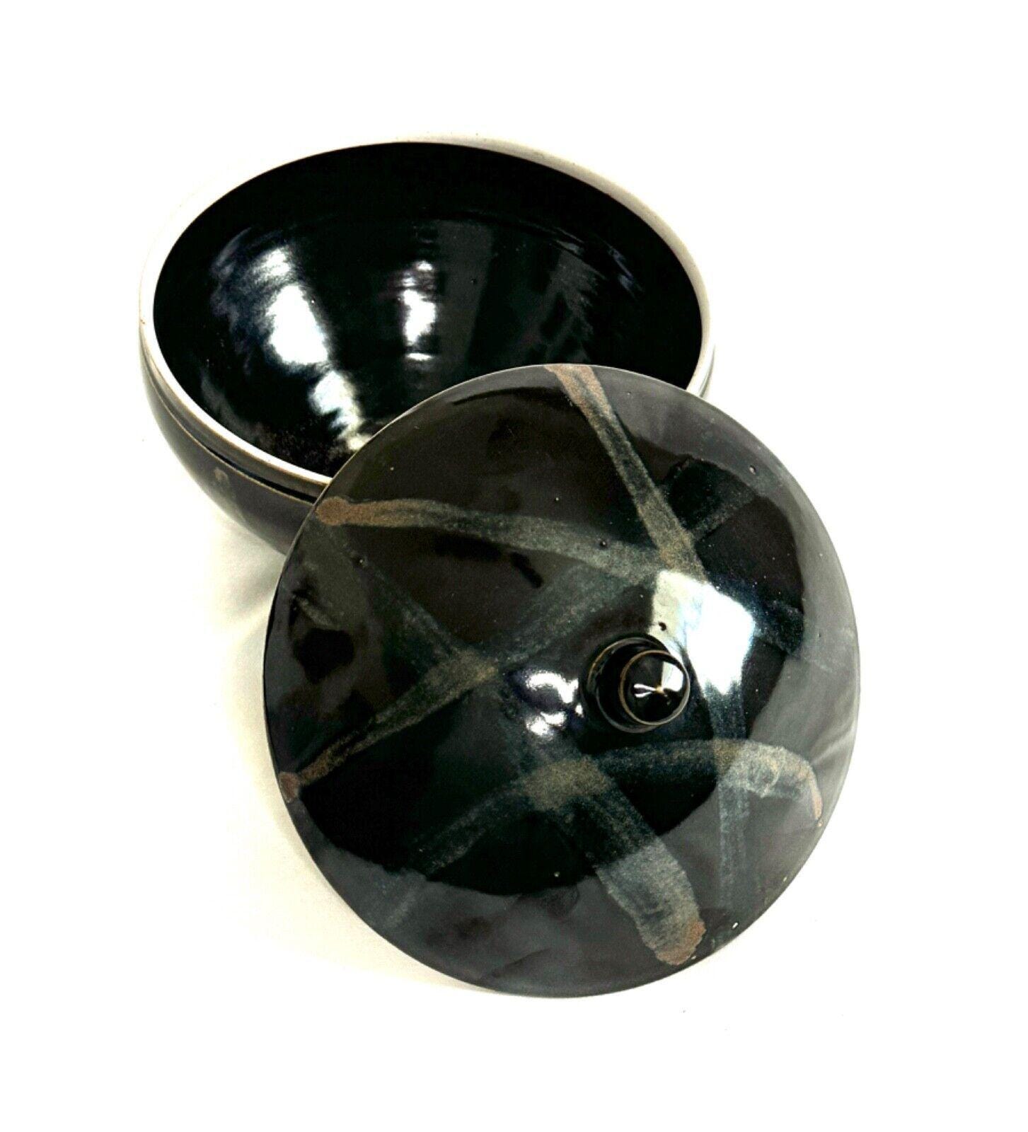 Tom Kendall Art Pottery Glazed Clay Bowl With Lid 4.5 - Etsy