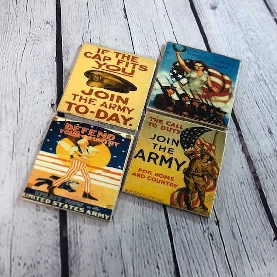 Retro Army Recruitment Poster Coasters Handmade Wooden | Etsy