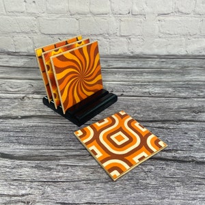 Groovy 70s Deaign Coasters: Mid-century Modern Art, Handmade Wooden ...