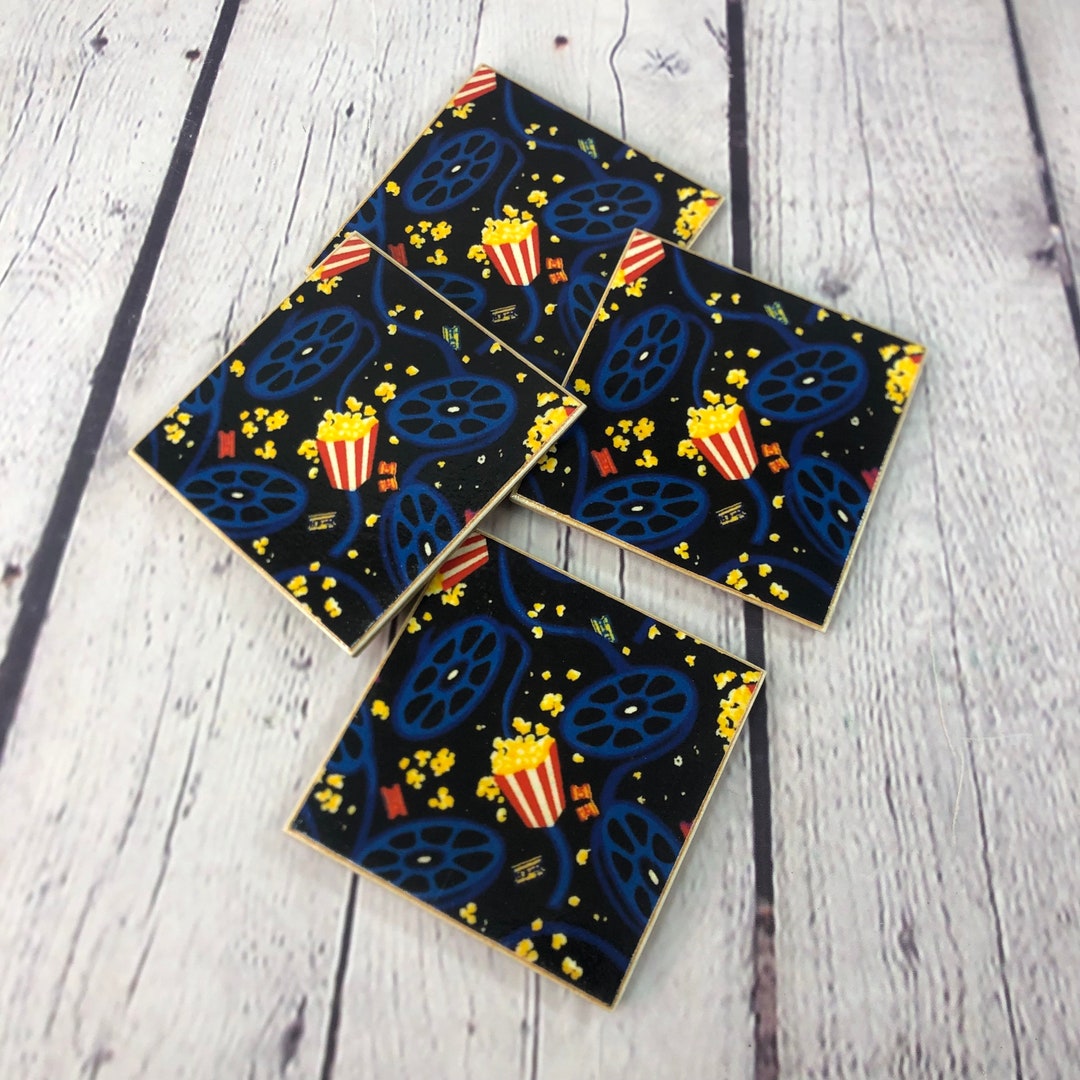80s Retro Movie Theater Coasters - Handmade Decorative Coaster Set of ...