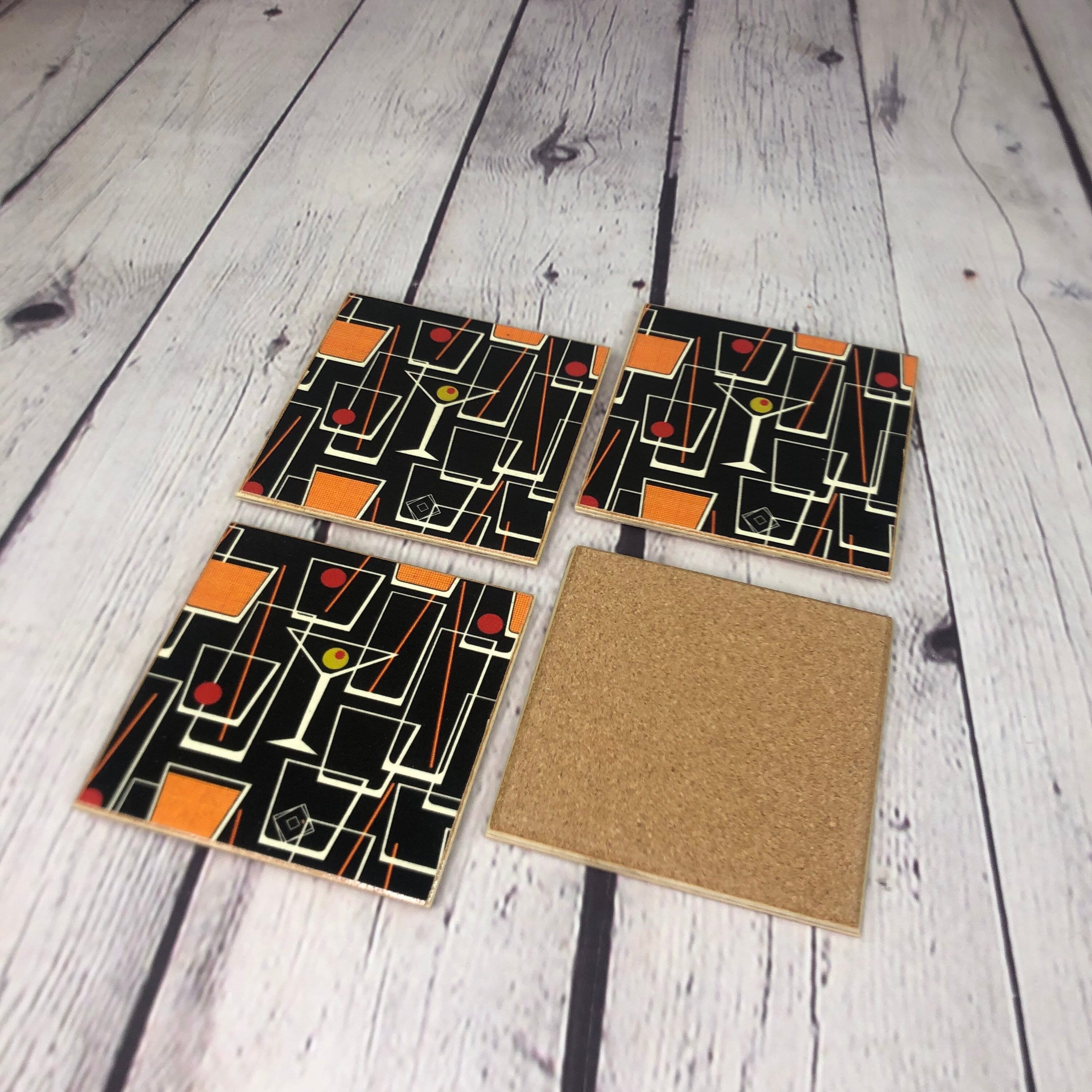 Cocktail Lounge Mid Century Modern Coasters - Resin Sealed Handmade ...