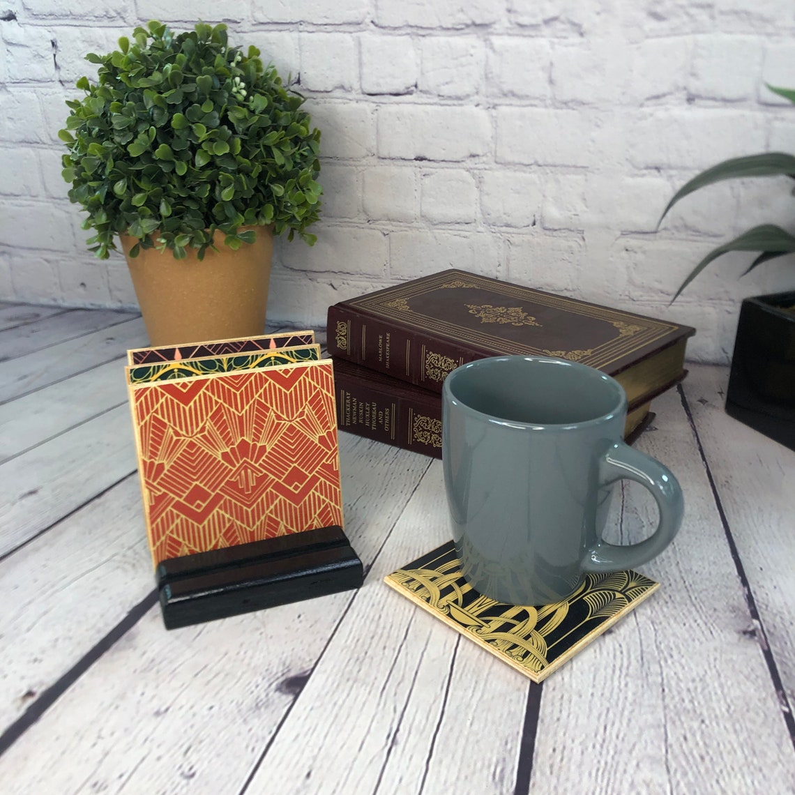 1920s Art Deco Coasters Resin Sealed Hard Topcoat Handmade - Etsy