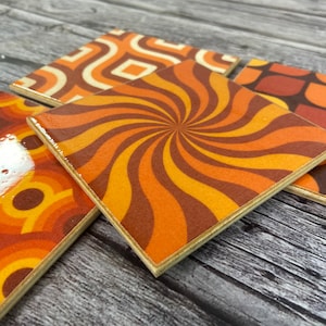 Groovy 70s Deaign Coasters: Mid-century Modern Art, Handmade Wooden ...