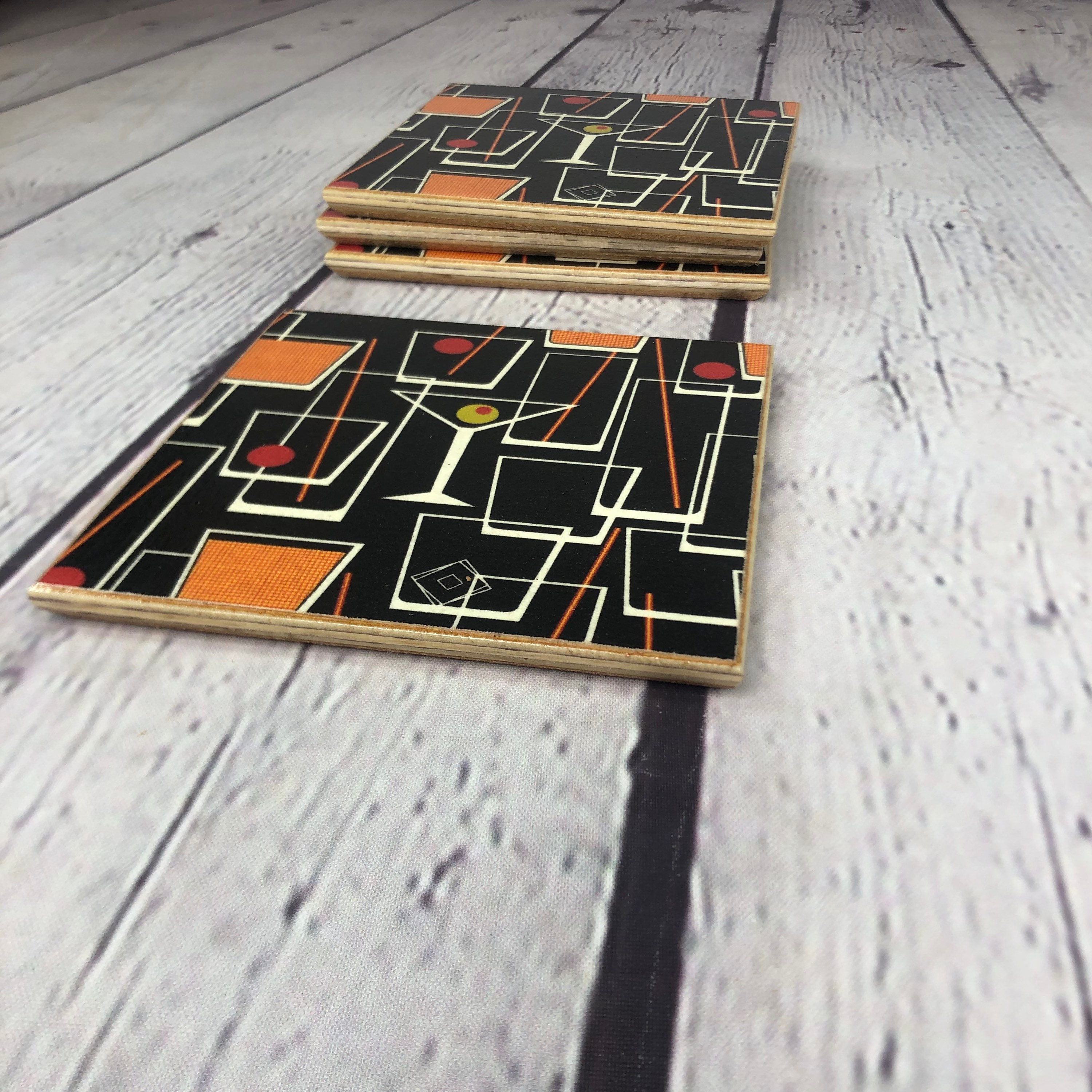 Cocktail Lounge Mid Century Modern Coasters - Resin Sealed Handmade ...