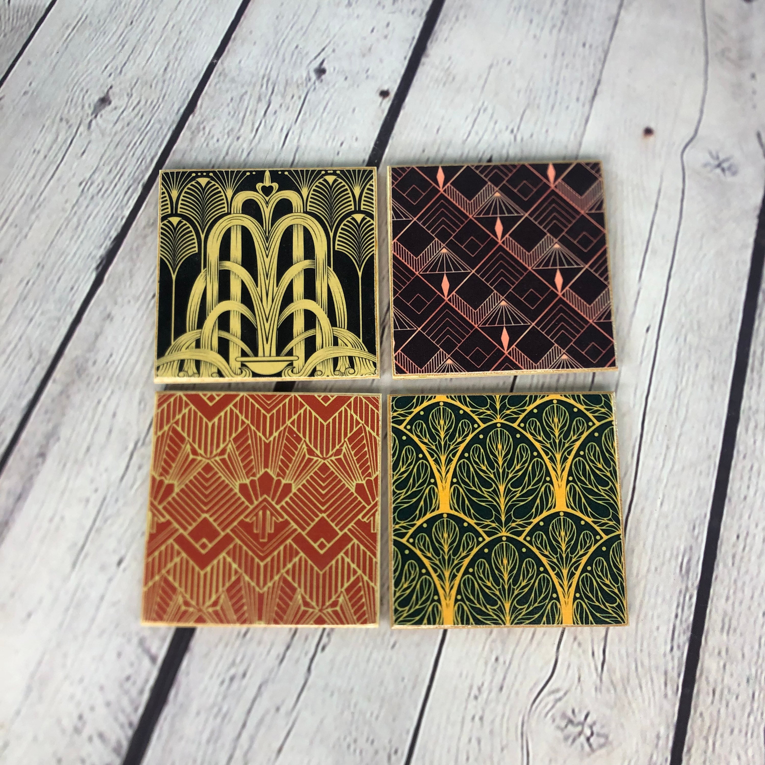 1920s Art Deco Coasters Resin Sealed Hard Topcoat Handmade - Etsy