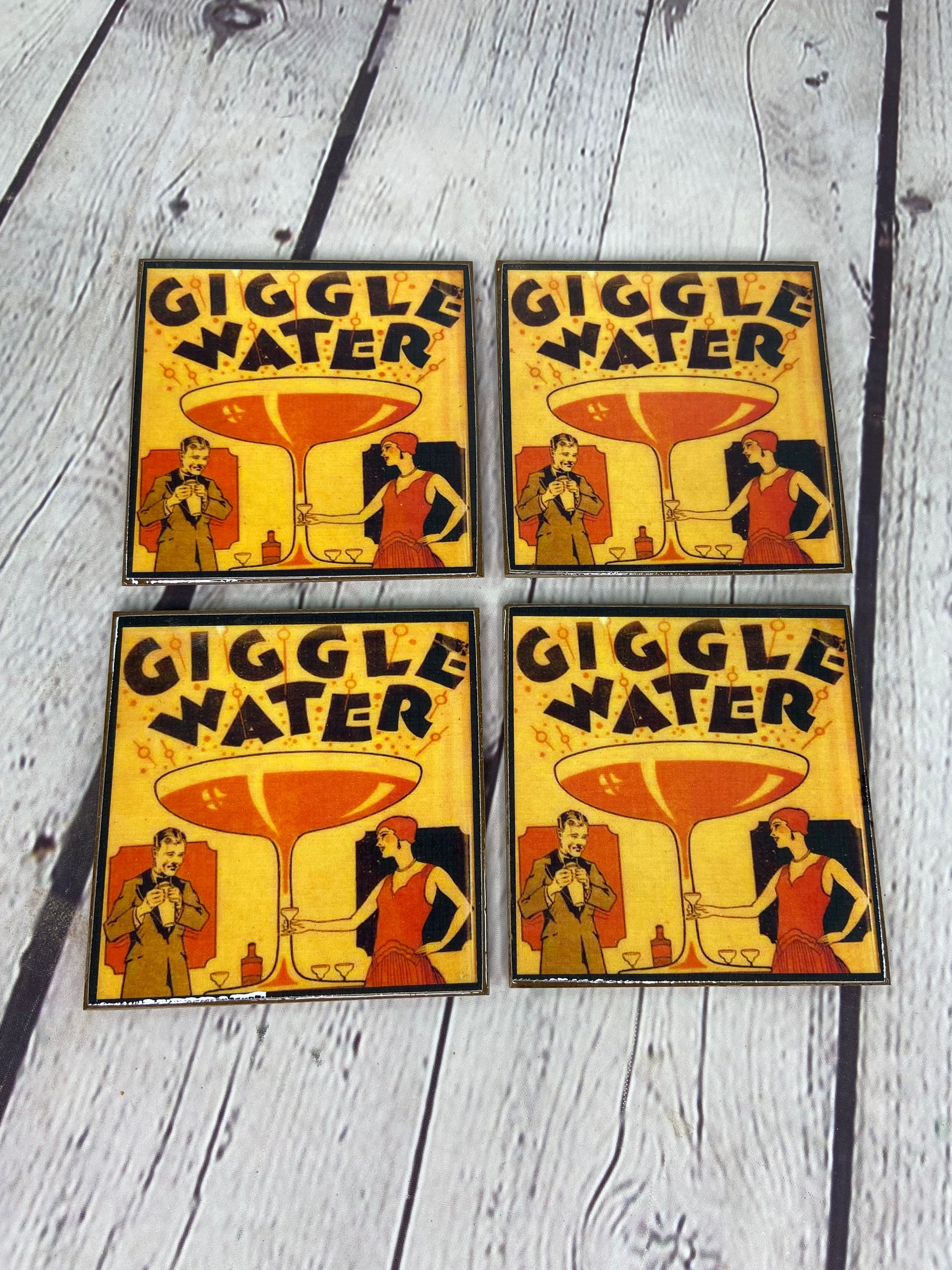 Giggle Water 1920s Speakeasy Coasters Handmade Decorative - Etsy