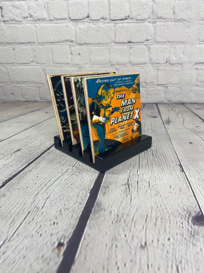 Retro Scifi Space Adventure Movie Poster Coasters Handmade - Etsy