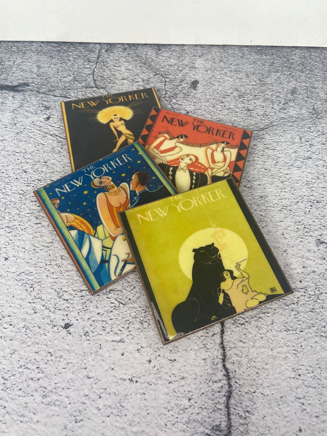 New York City 1920s Style Coasters - Hard Resin Topcoat - Set of Four ...