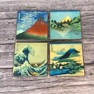 Japanese Ukiyo-e Coaster Set - Resin Sealed - Handmade Decorative ...