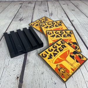 Giggle Water 1920s Speakeasy Coasters: Handmade Wooden Coaster Set - Etsy