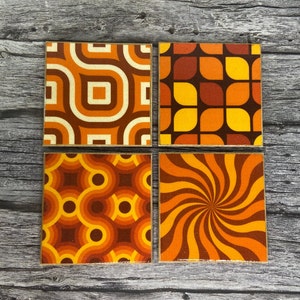 Groovy 70s Deaign Coasters: Mid-century Modern Art, Handmade Wooden ...