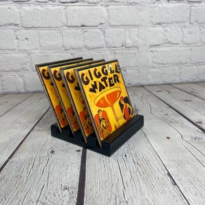 Giggle Water 1920s Speakeasy Coasters: Handmade Wooden Coaster Set - Etsy