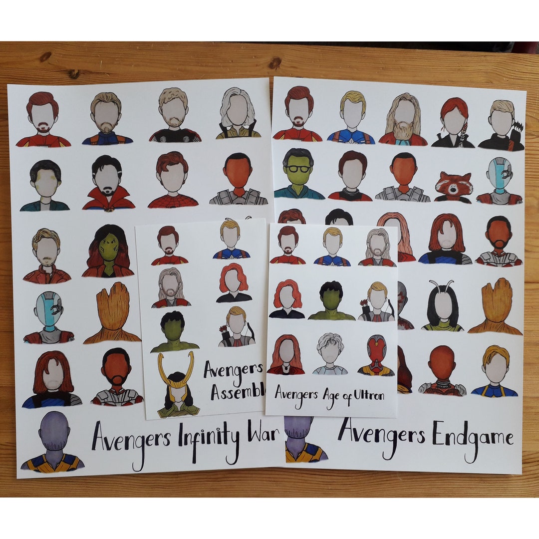 Avengers Infinity Saga Character Prints - Etsy