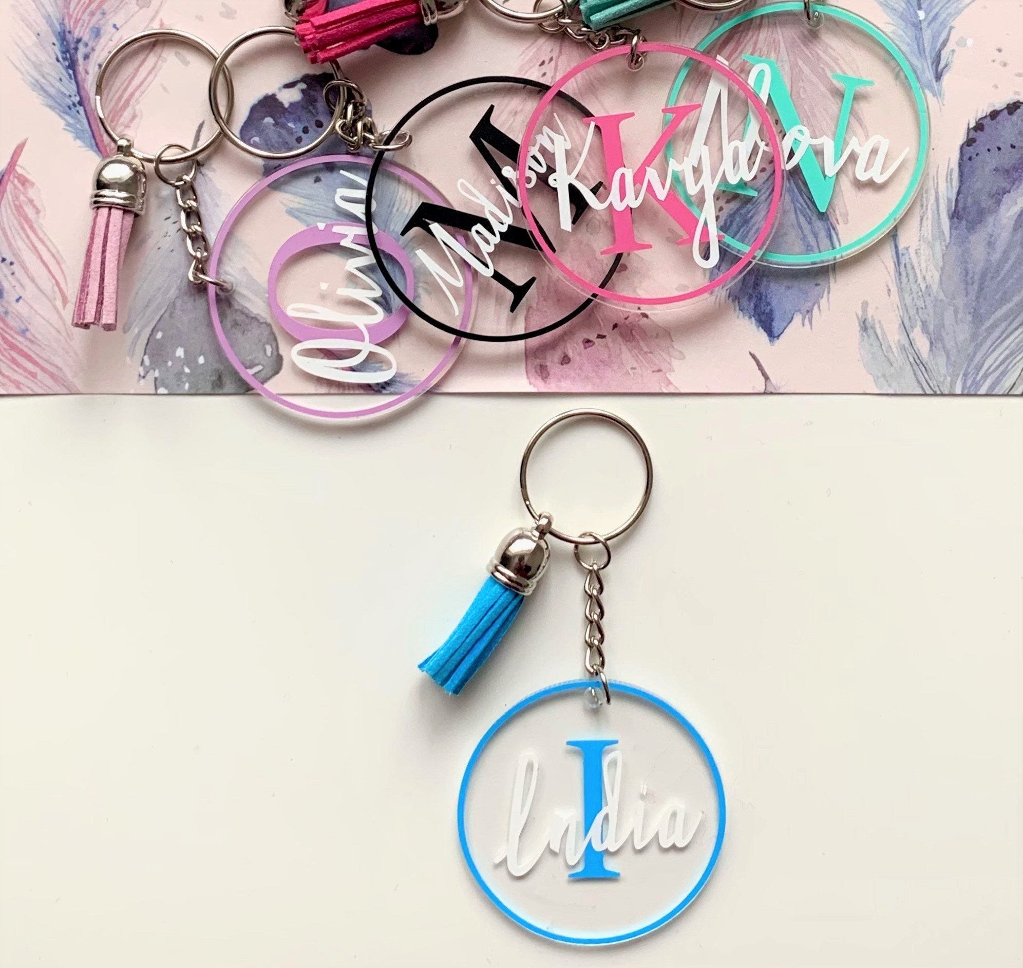 Personalised Keyring With Tassel Personalised Keyring Personalised Name ...