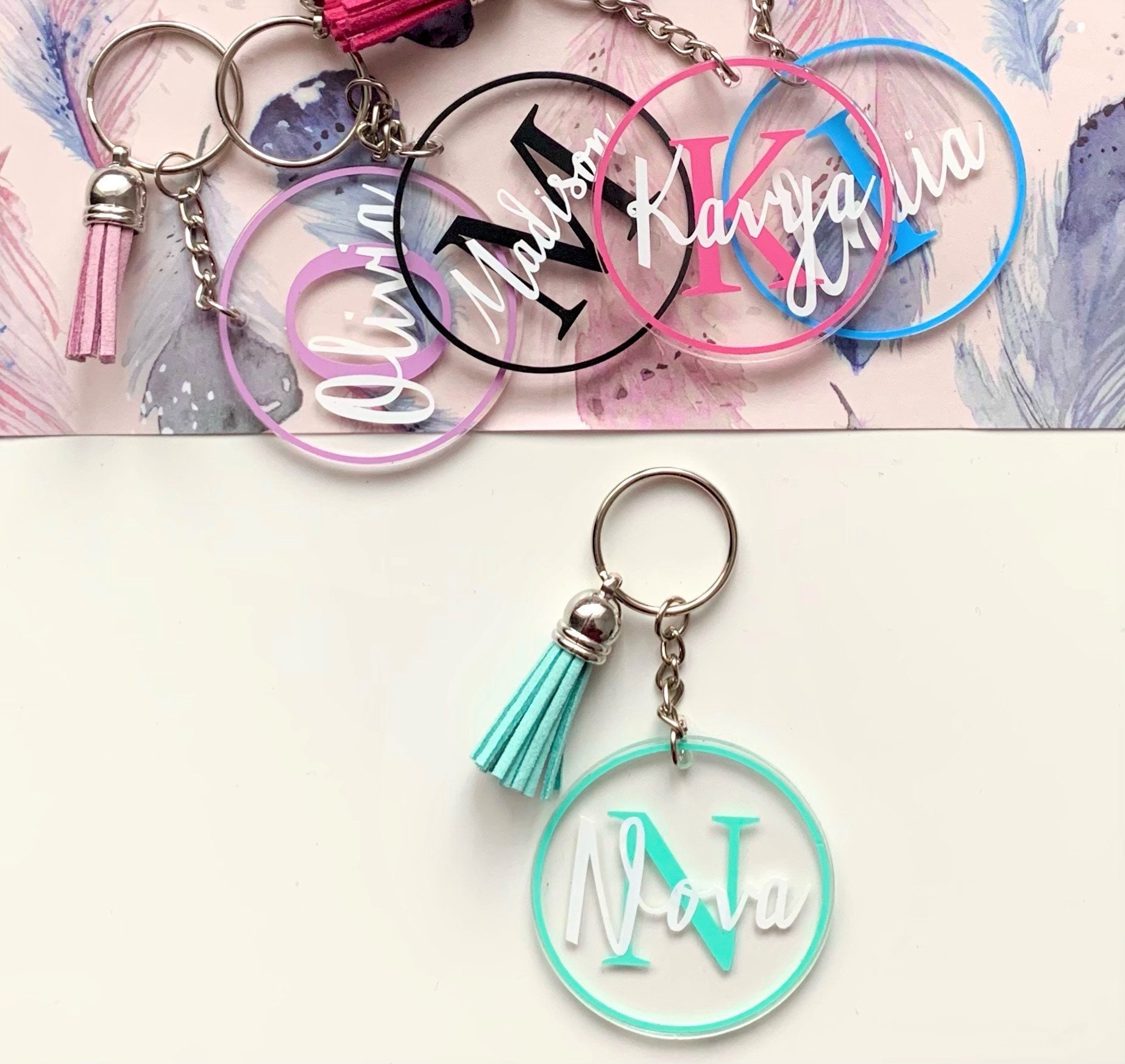 Personalised Keyring With Tassel Personalised Keyring Personalised Name ...