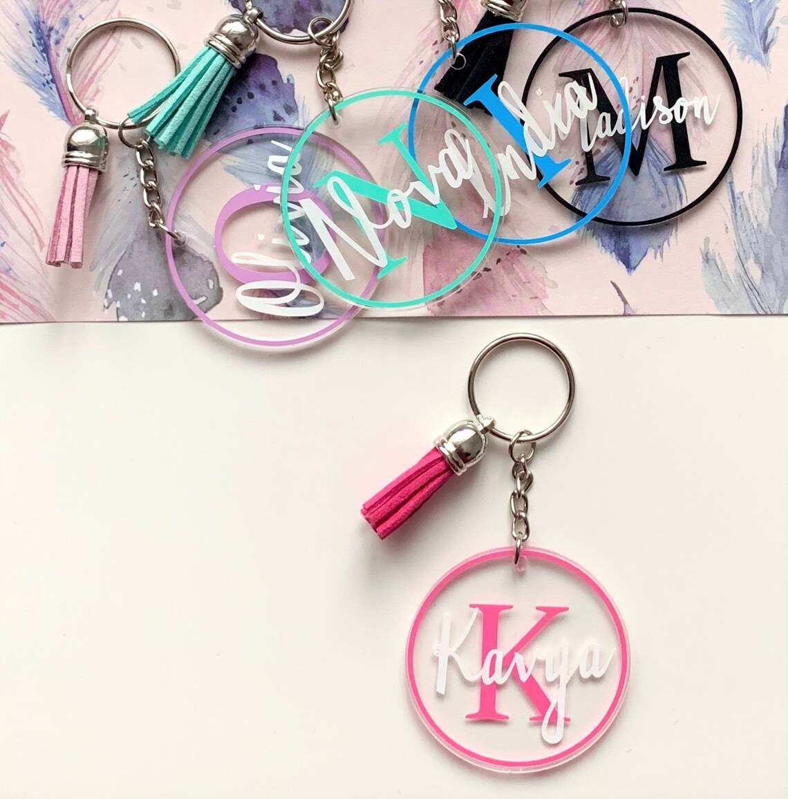 Personalised Keyring With Tassel Personalised Keyring Personalised Name ...
