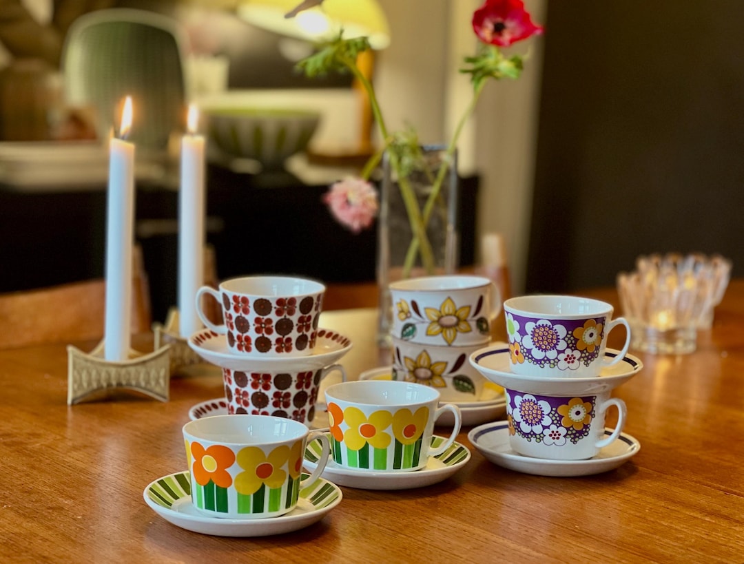 Vintage Figgjo Tea Cup Set: Anne Marie, Maja Mexico, Morocco, Solsikke ...