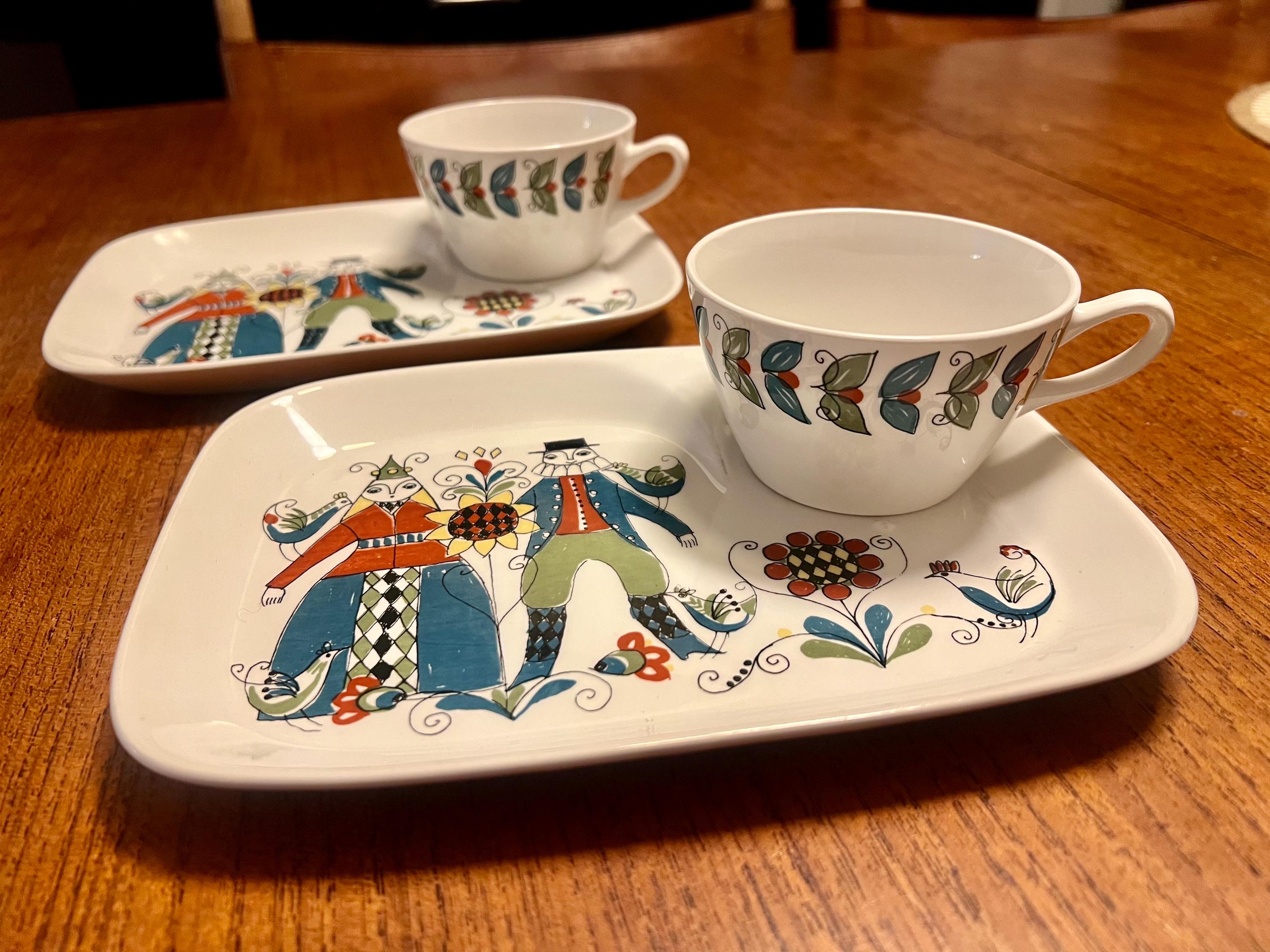 Norwegian Vintage Figgjo Saga Tv-sets With Plate and Tea/coffee Cups ...