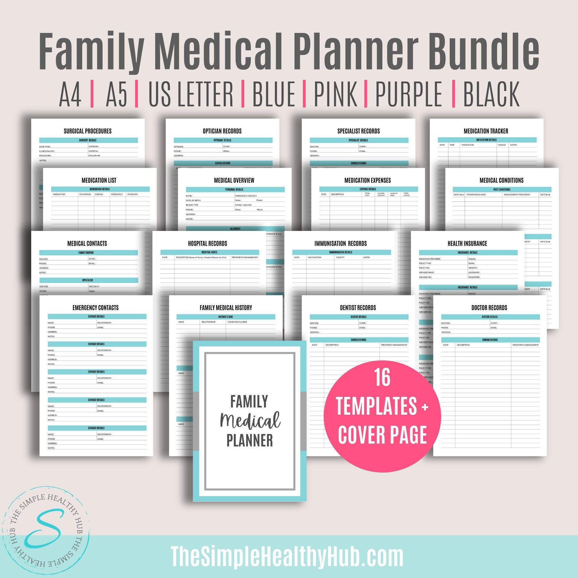 Medical Planner Healthcare Printable Bundle Medical Trackers Doctor ...