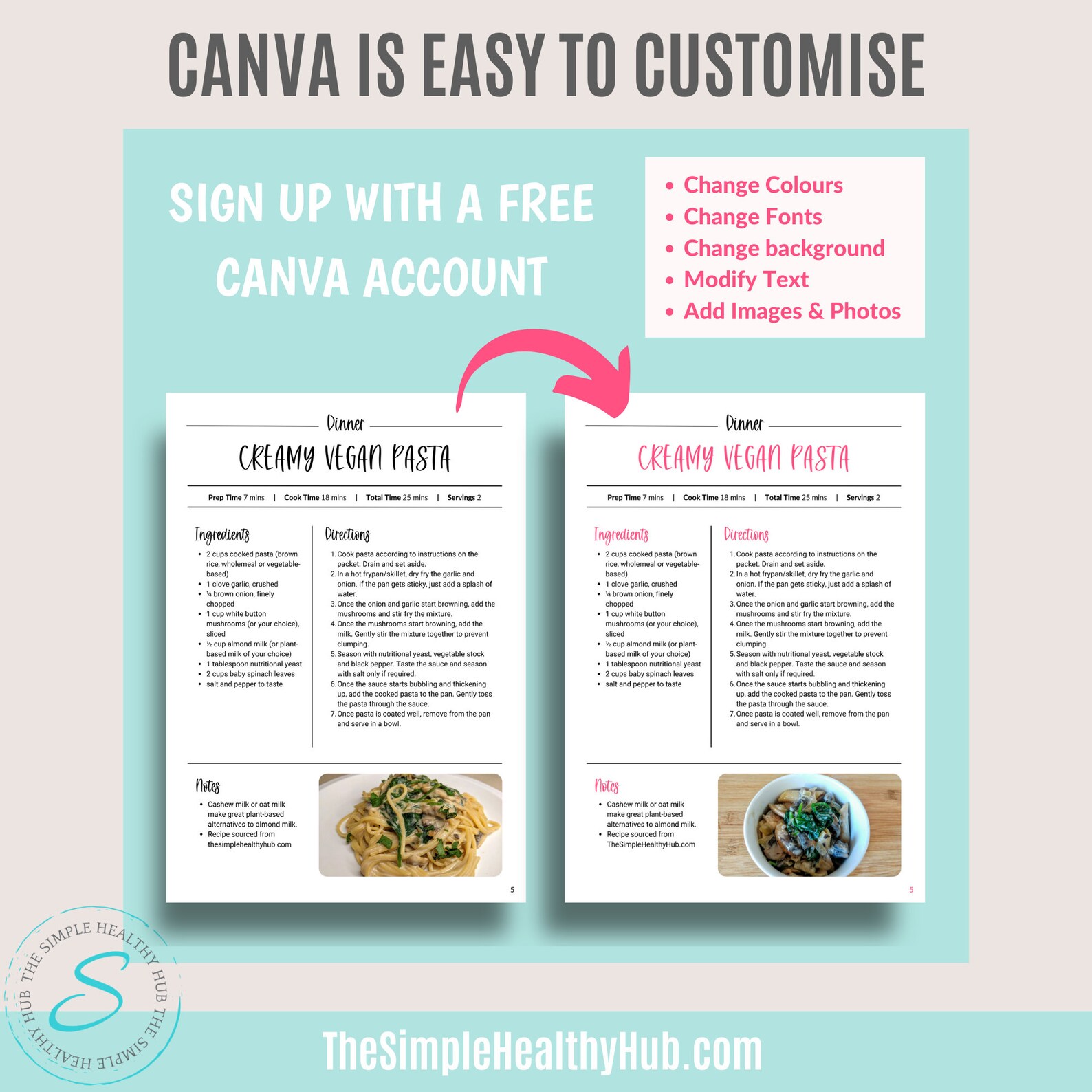 Canva Recipe Templates | Editable Cookbook | A4 & Letter | Ebook Canva ...