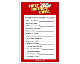 1st Birthday Trivia Game - Etsy