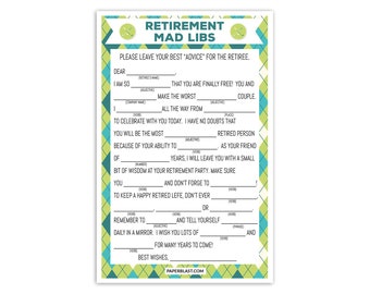Retirement Mad Libs - Etsy