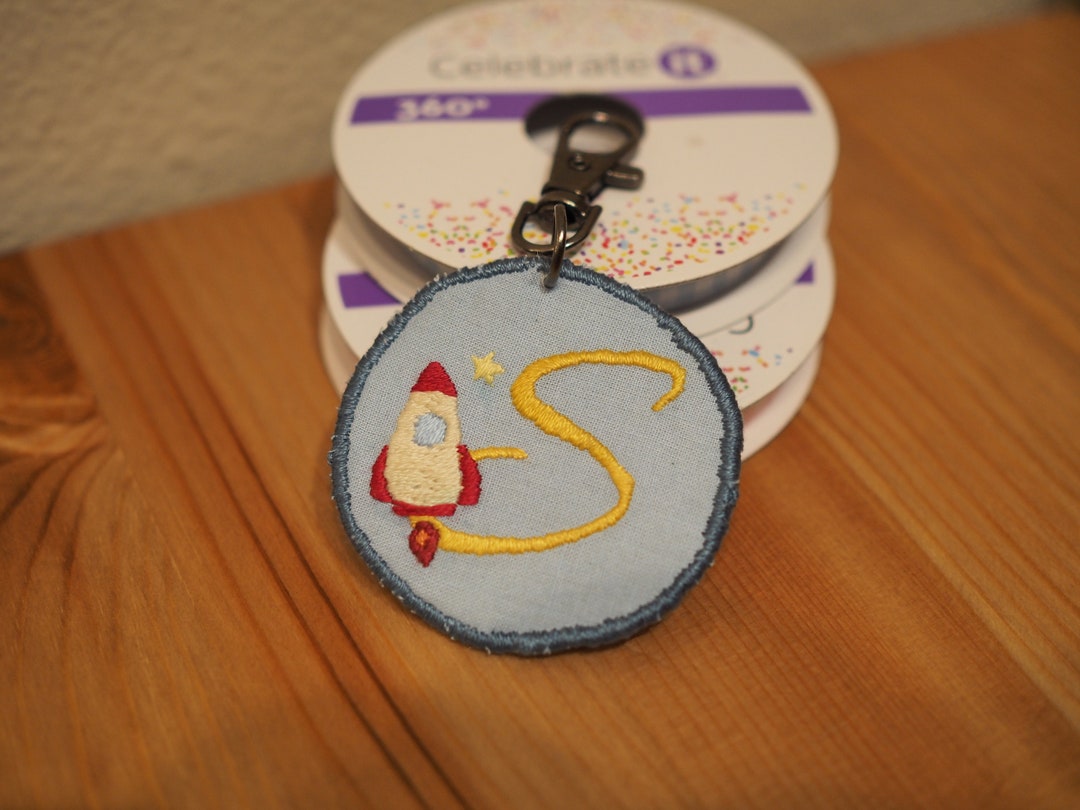 Space Ship Personalized Initial & Name Tag / Custom Name Tag / Hand ...