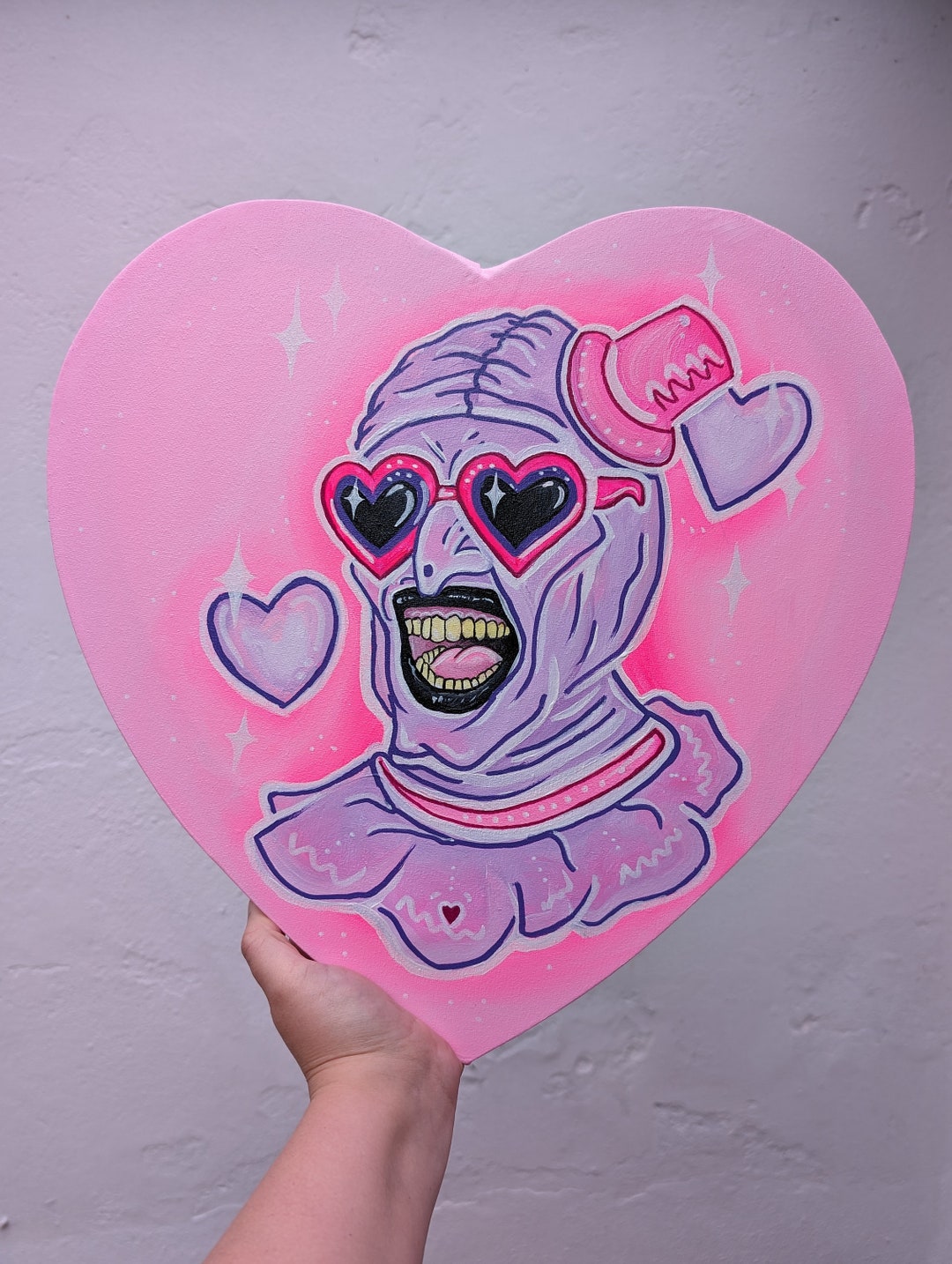 Terrifier Inspired Original Heart Canvas Pastel Painting Titled heart ...