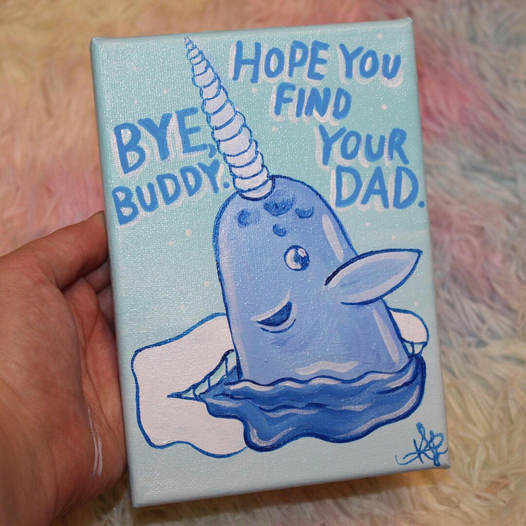 Mr Narwhal Elf Christmas Mini Acrylic Painting 6X4 - Etsy